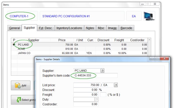 Part numbers in free Purchase Order Software | The Free-Procurement Project