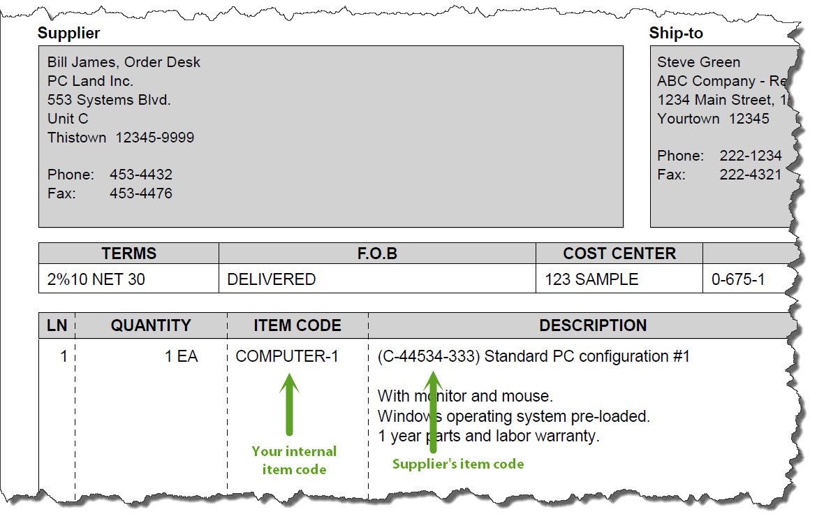 Part Numbers on the PO Form in your Free Purchase Order Software | The ...