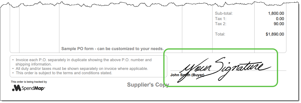 Add Signature to PO Form in your Free Purchase Order Software | The Free-Procurement Project